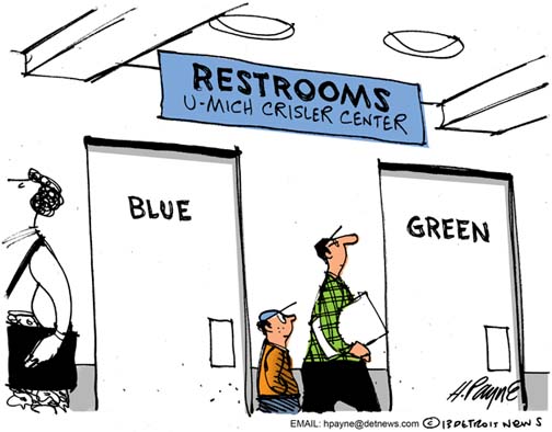 Henry Payne » Editorial Cartoon: Michigan and MSU Restrooms