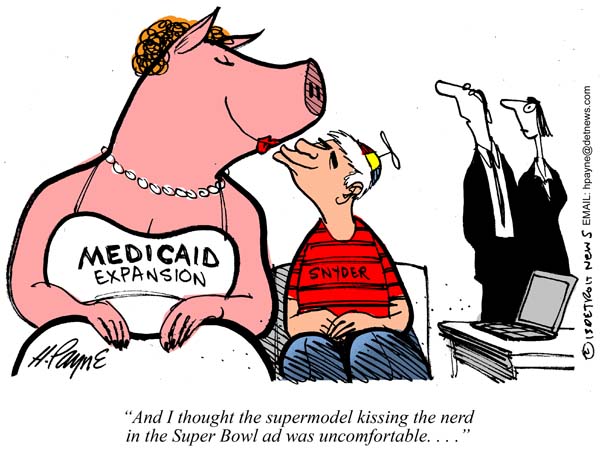 Henry Payne » Editorial Cartoon: Nerd Medicaid Kiss