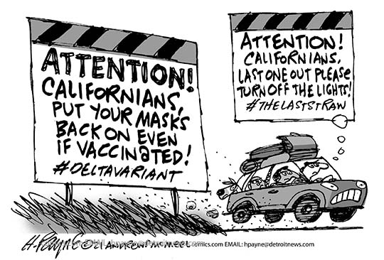 Henry Payne » Cartoon: California Masks and Delta Variant